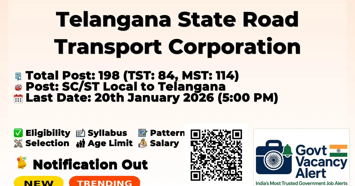 Telangana State Road Transport Corporation (TGSRTC) - SC/ST Local to ...