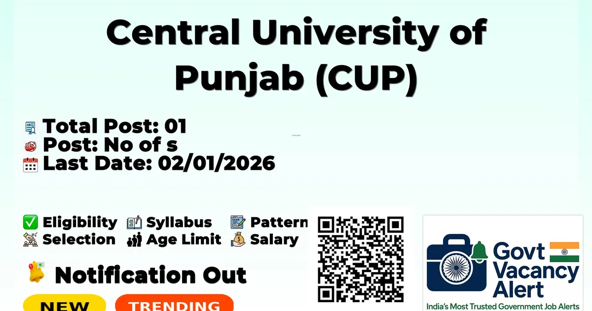 Central University of Punjab (CUP) - No of Posts Recruitment 2026 ...