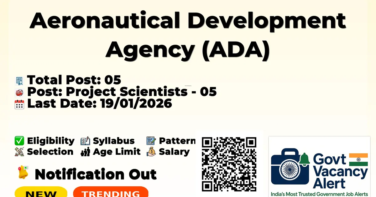 Aeronautical Development Agency (ADA) - Project Scientists - 05 ...