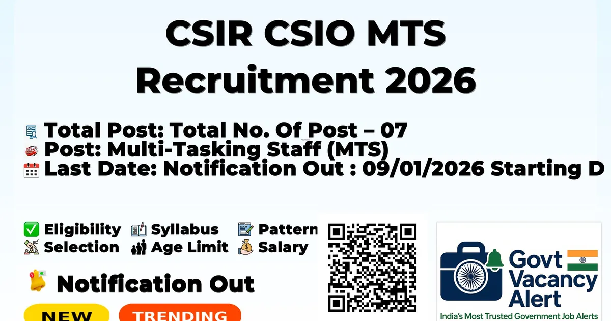 CSIR CSIO MTS Recruitment 2026 - Multi-Tasking Staff (MTS) Recruitment ...