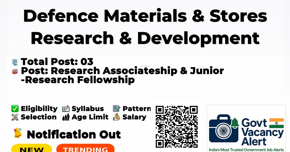 Defence Materials & Stores Research & Development Establishment (DMSRDE ...