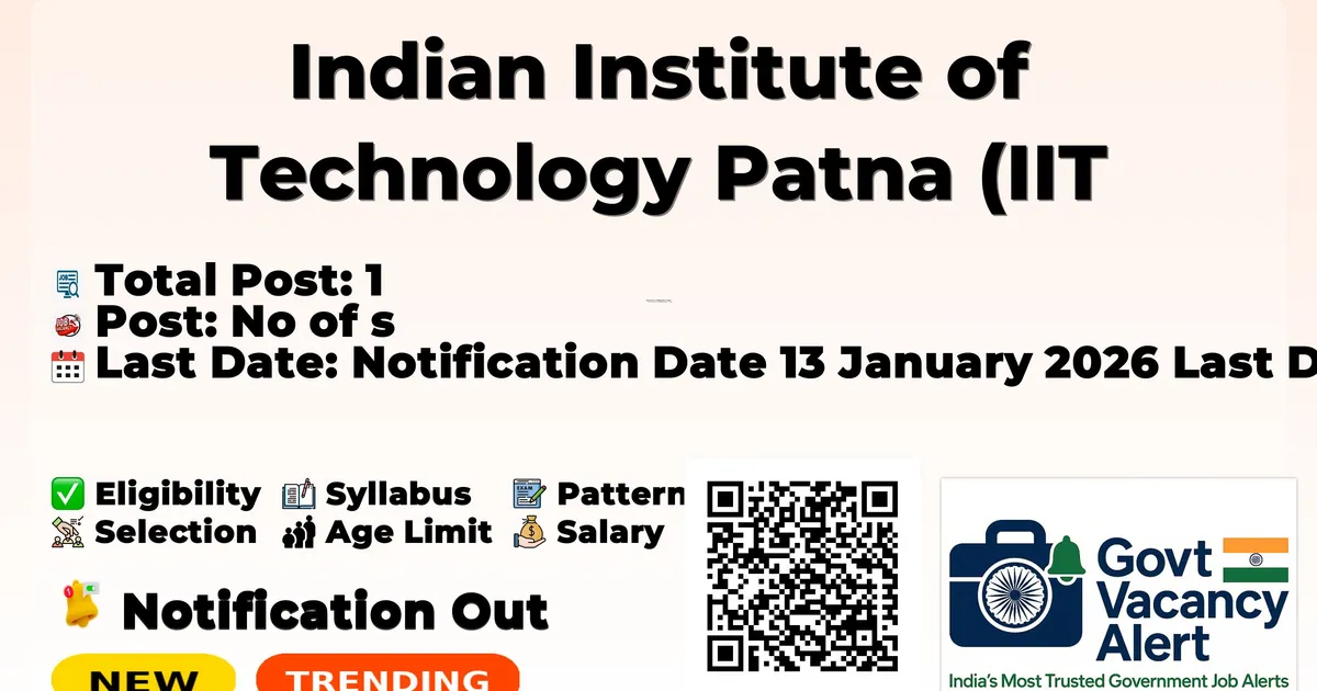 Indian Institute of Technology Patna (IIT Patna) - No of Posts ...