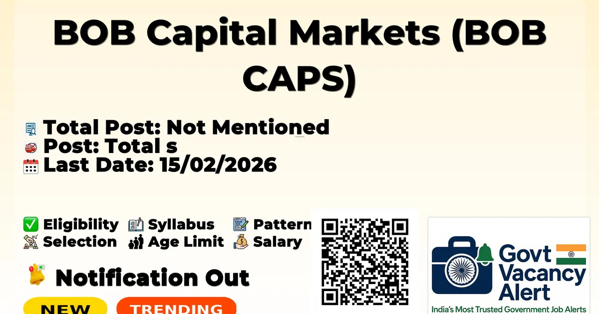 BOB Capital Markets (BOB CAPS) - Total Posts Recruitment 2026 | Latest ...