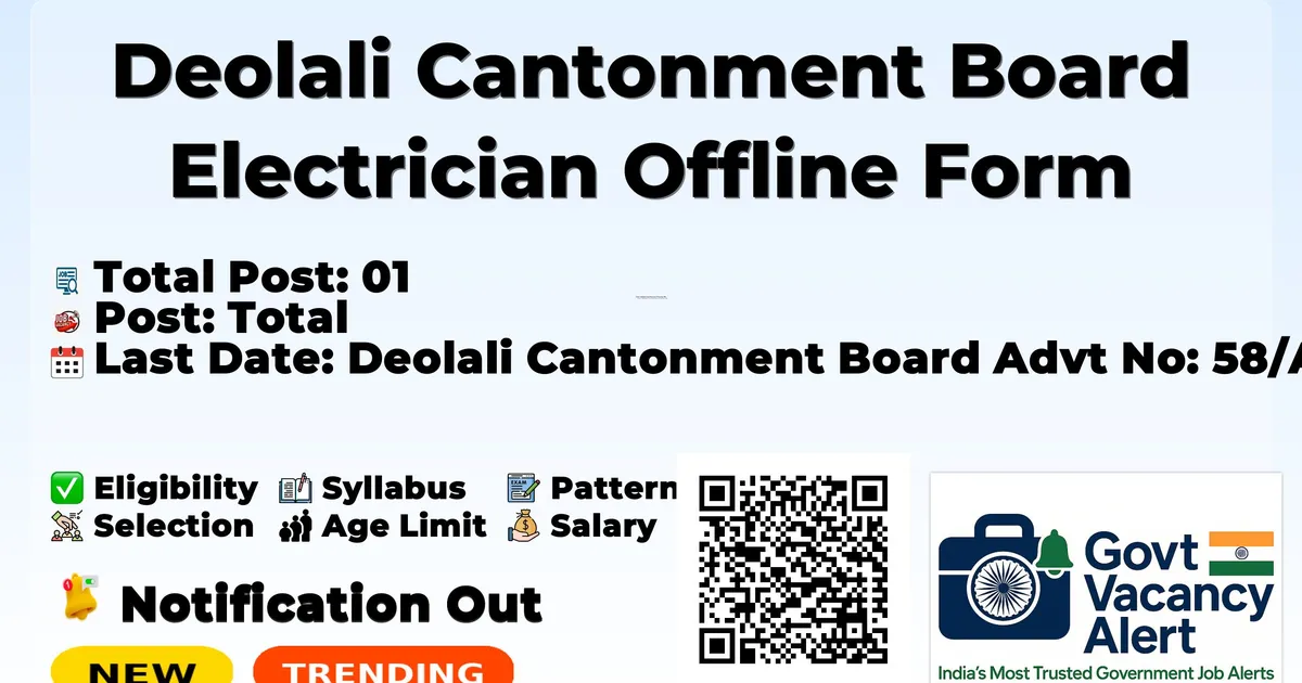 Deolali Cantonment Board Electrician Offline Form 2026 - Total ...