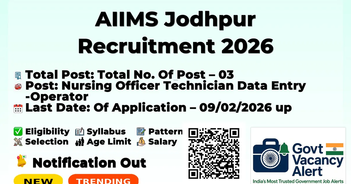 AIIMS Jodhpur Recruitment 2026 - Nursing Officer Technician Data Entry ...