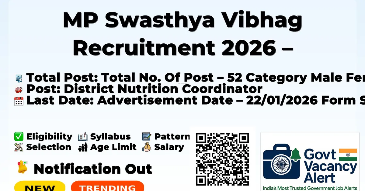 MP Swasthya Vibhag Recruitment 2026 – Vacancy For 52 Posts - District ...
