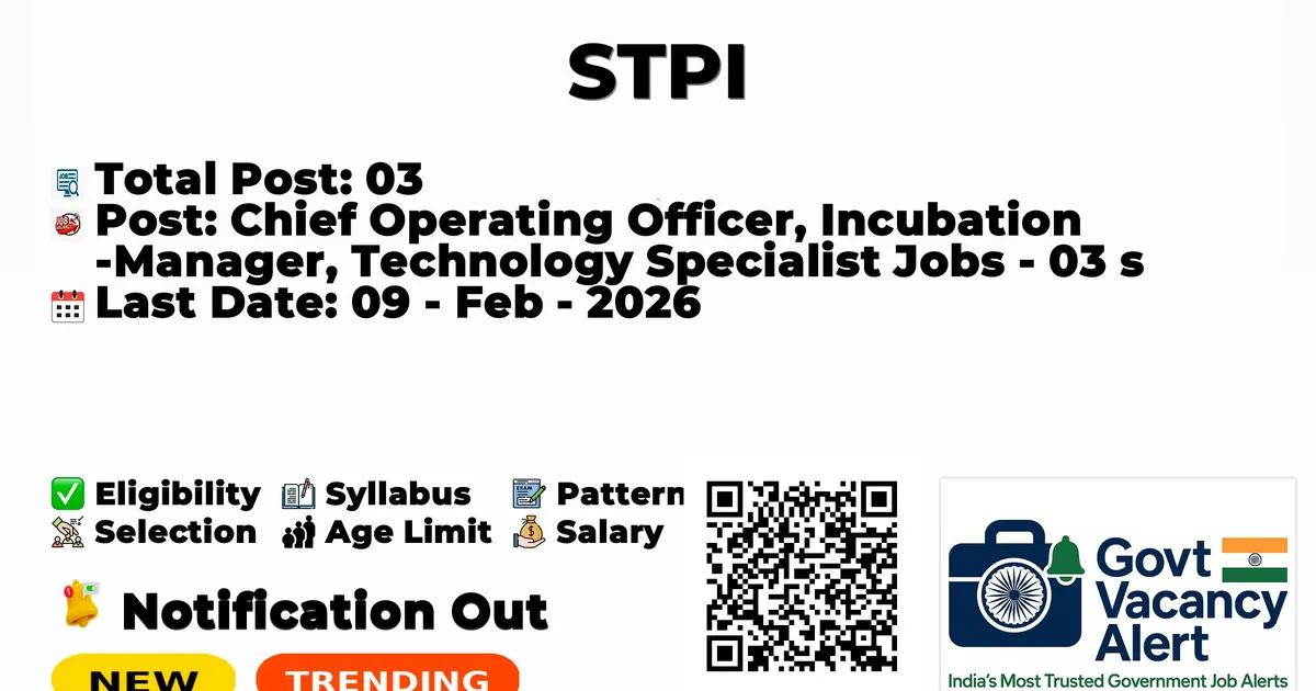 STPI - Chief Operating Officer, Incubation Manager, Technology ...